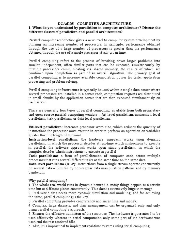 Dca6105 - Computer Architecture | PDF | Thread (Computing) | Parallel Computing