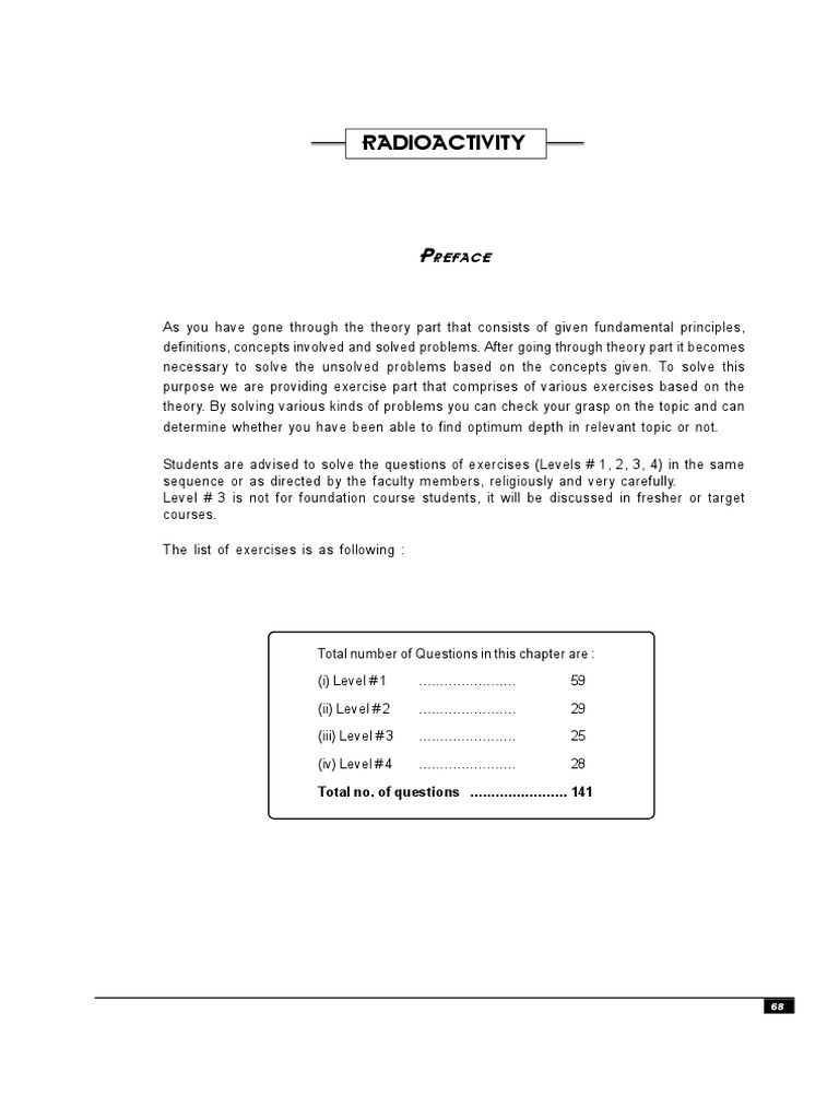Radio Activity Exercise 1 - 4 | PDF | Radioactive Decay | Neutron