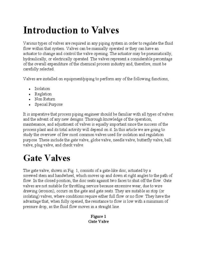 Introduction To Valves | Download Free PDF | Valve | Applied And ...