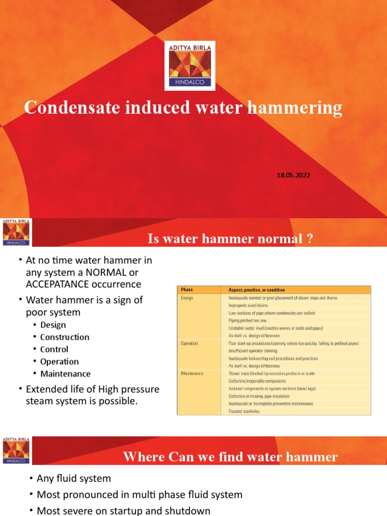 Condensate Induced Water Hammering | PDF | Steam | Water