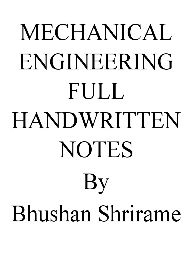 Mechanical Engineering Full Handwritten Notes | PDF | Internal ...