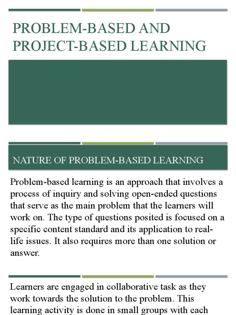 Problem Based and Project Based Learning | PDF