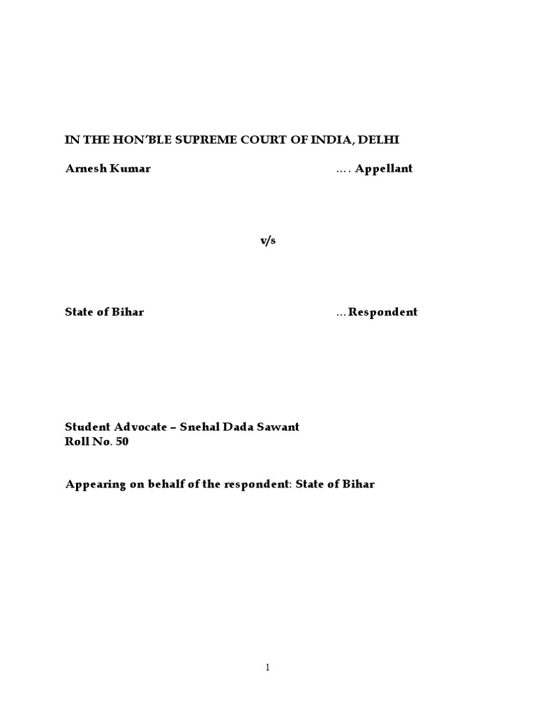 Arnesh Kumar vs. State of Bihar | PDF | Marriage | Husband