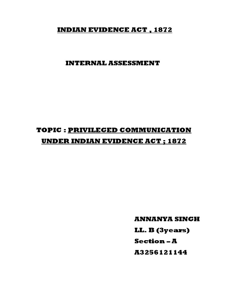 Privileged Communications Under IEA | PDF | Confidentiality | Attorney ...