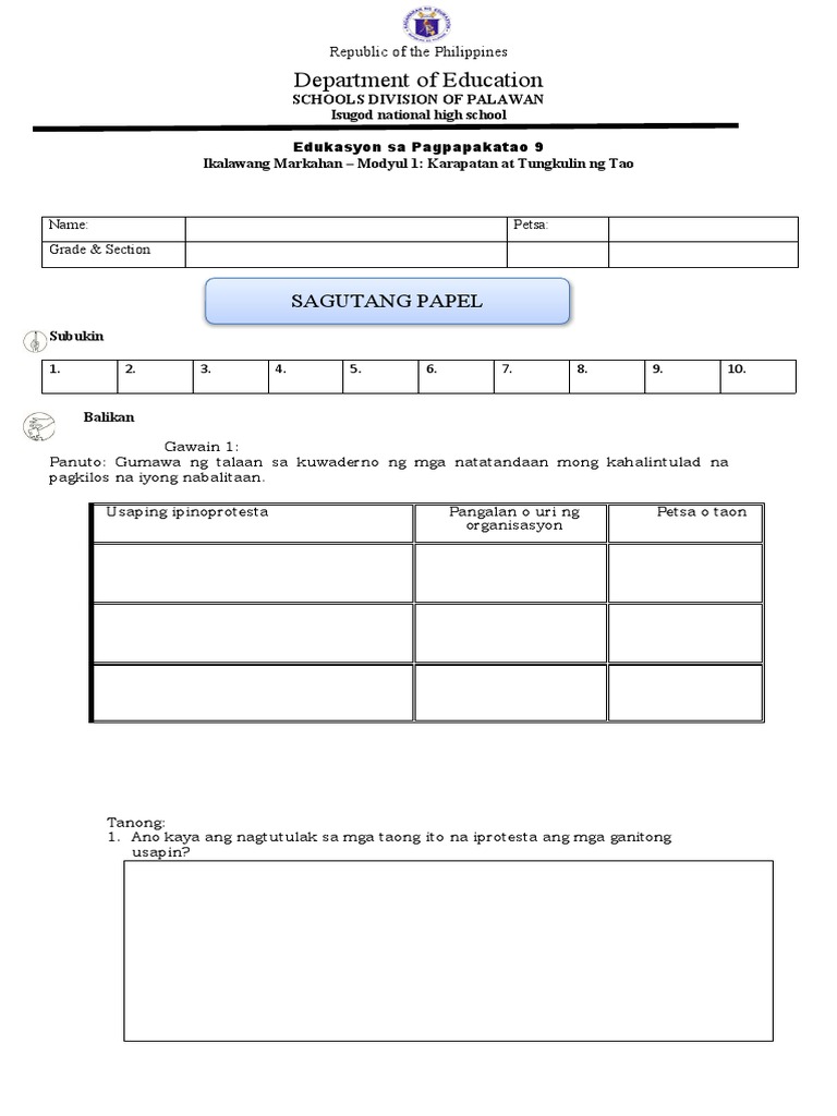 ANswer Sheet Esp | PDF