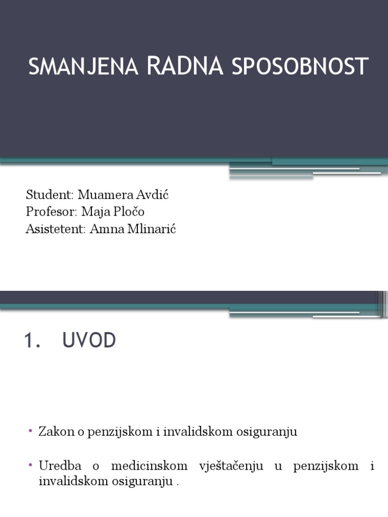 Smanjena Radna Sposobnost | PDF