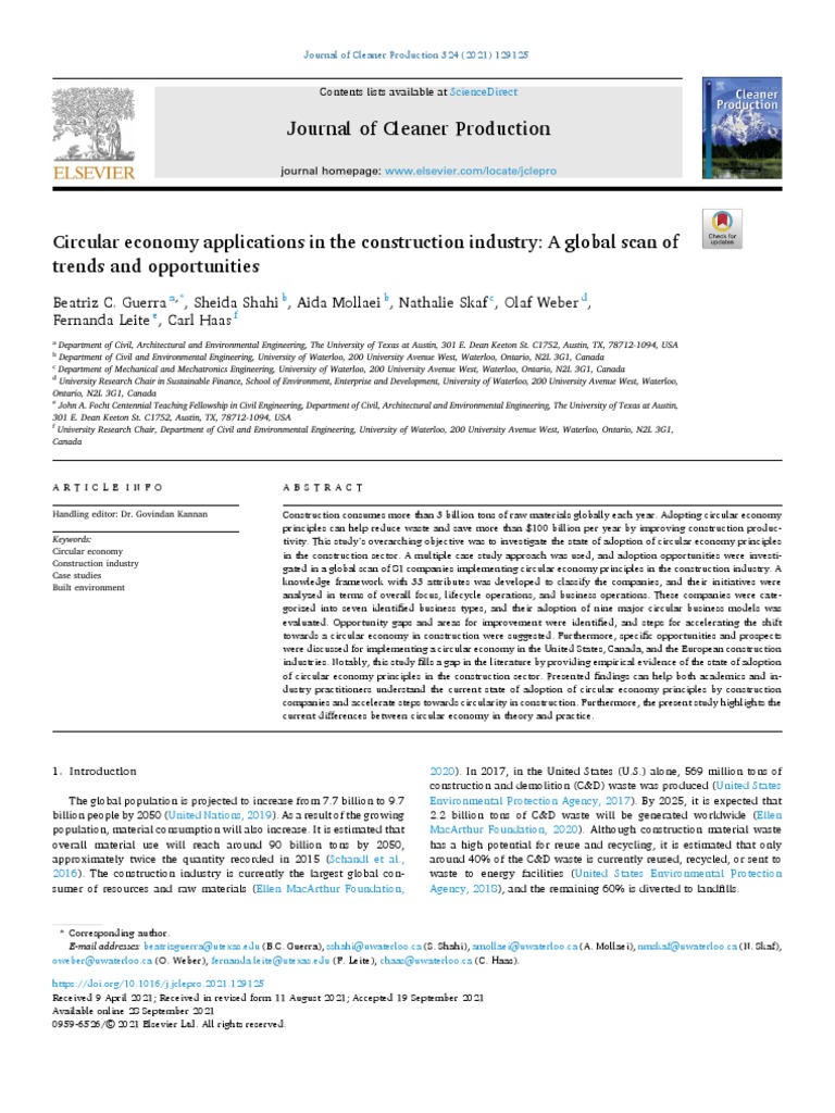 Journal of Cleaner Production | PDF | Business Model | Life Cycle ...