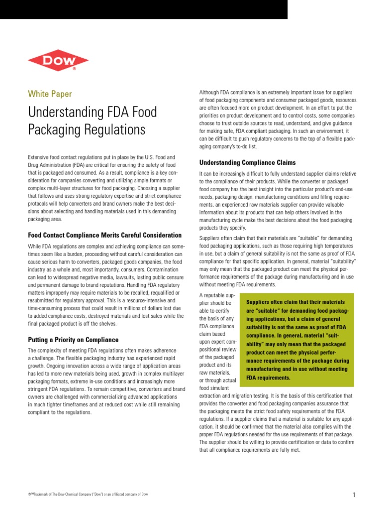 Understanding FDA regulations on packaging | PDF | Packaging And ...