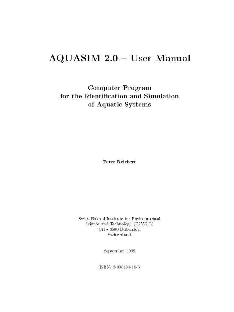 AQUASIM User Manual and Guide | PDF | Sensitivity Analysis | Variable ...