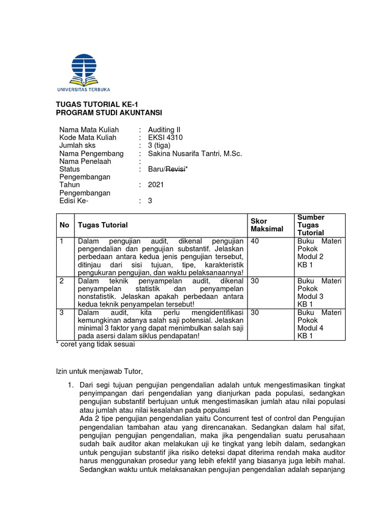 Tugas Tutorial Auditing II | PDF | Komputer