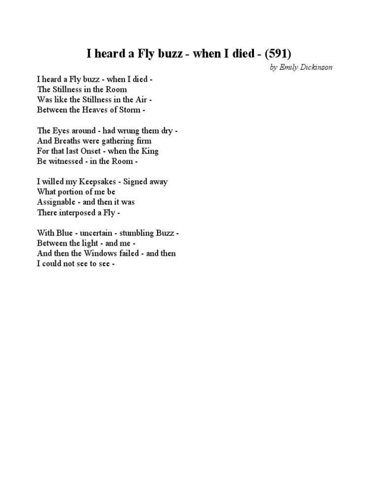 I Heard A Fly Buzz When I Died - Emily Dickinson | PDF