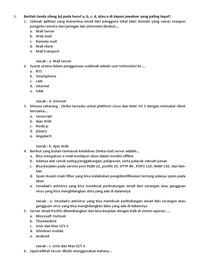 Soal PAS 2 2021-2022 XI TKJ ASJ Dan Kuci Jawaban | PDF