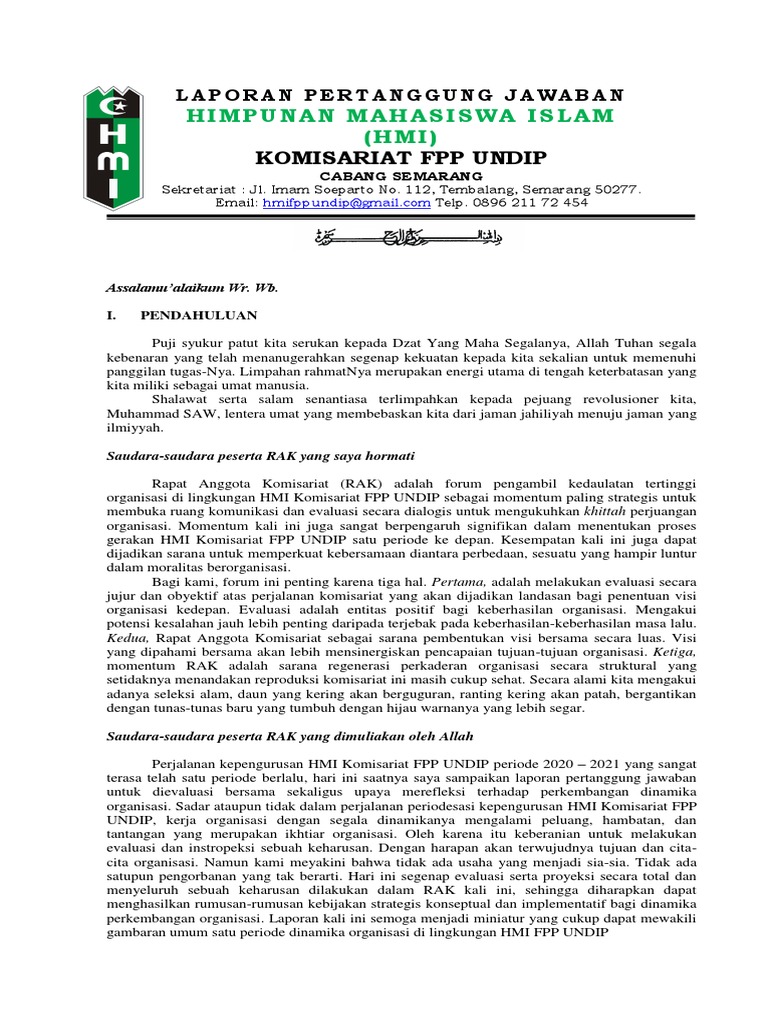 7 - LPJ HMI Komisariat FPP 2020-2021 | PDF