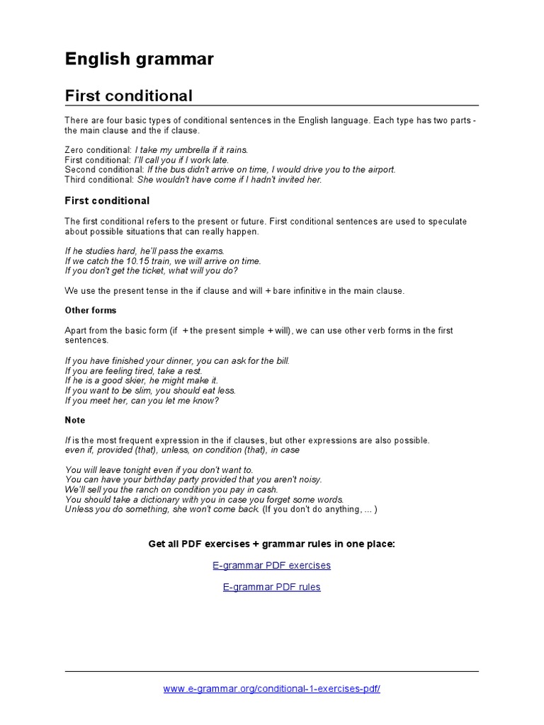 English Grammar: First Conditional | PDF