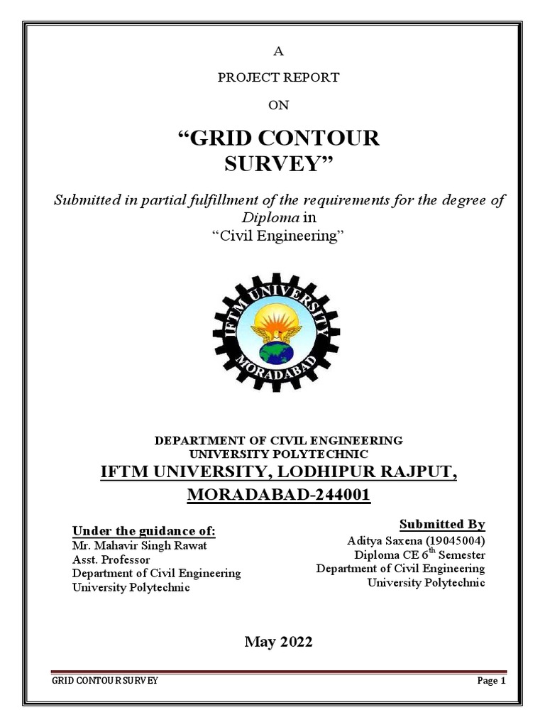 1- ADITYA project report | PDF | Contour Line | Surveying