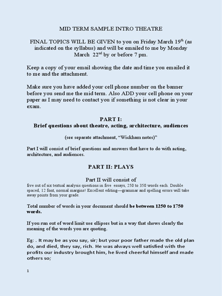 Mid Term Sample Theatre 2021 | PDF | Ellipsis | Essays