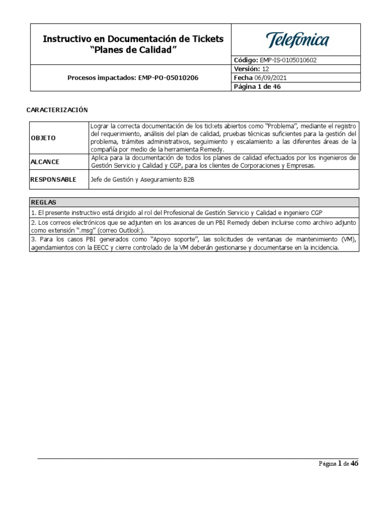 EMP-Is-0105010602 Instructivo Documentacion Planes | PDF | Presupuesto | Calidad de servicio