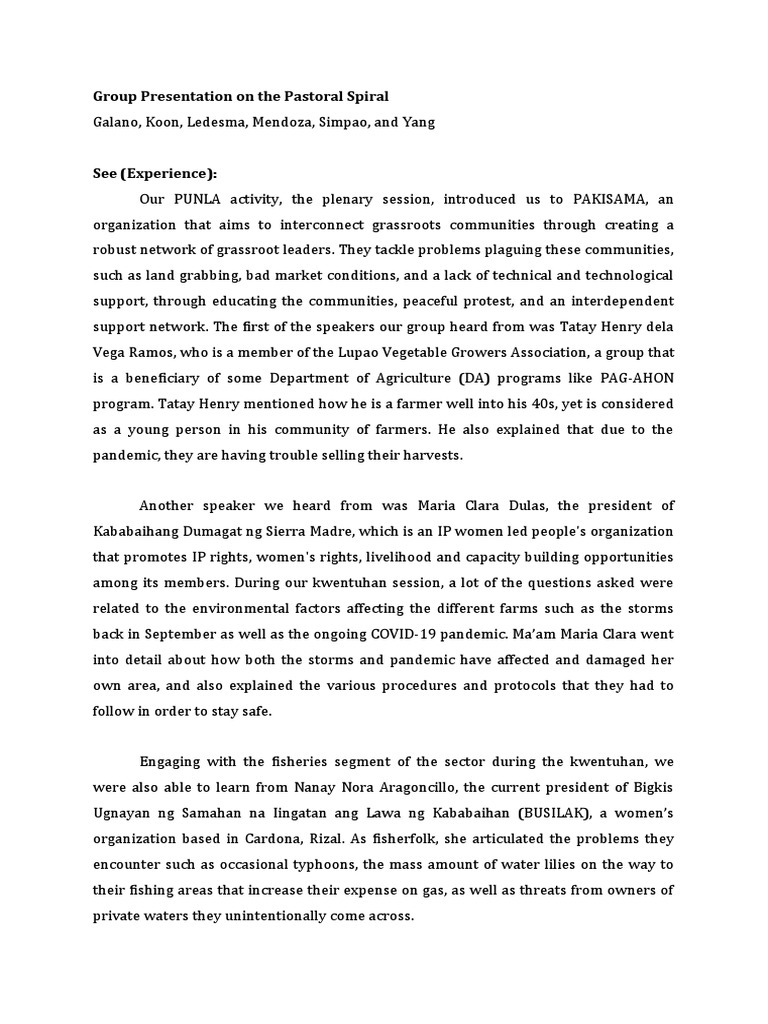 Group Presentation On The Pastoral Spiral | PDF | Poverty ...