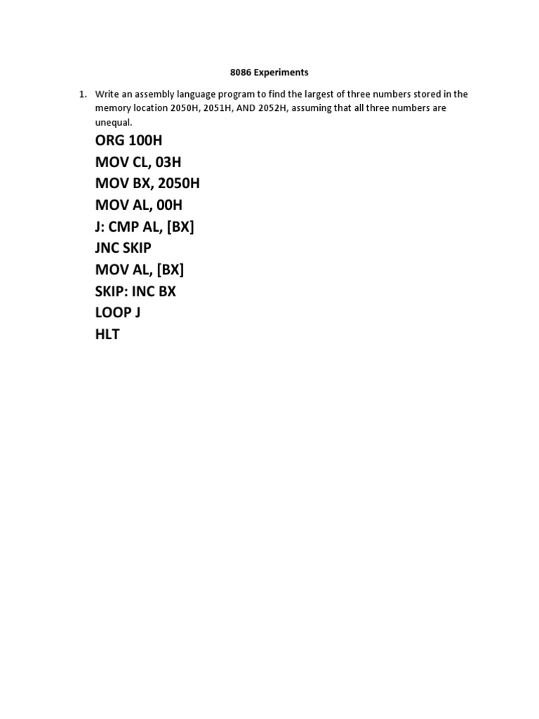 8086 Experiments | PDF | Assembly Language | String (Computer Science)