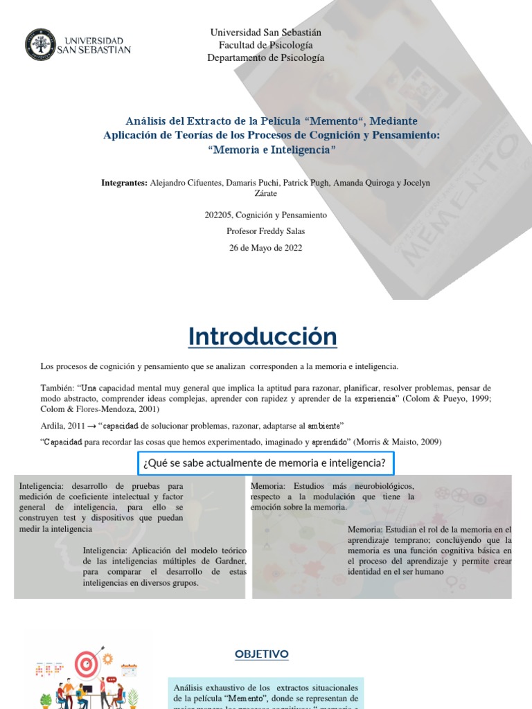Presentación Análisis Memento | PDF | Memoria | Inteligencia