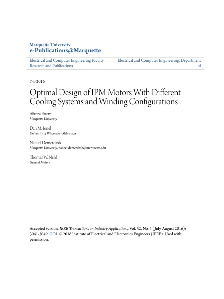 Optimal Design of IPM Motors With Different Cooling Systems and W | PDF ...