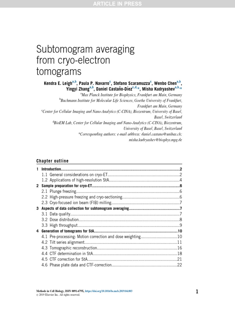 Subtomogram Averaging Pdf Tomography