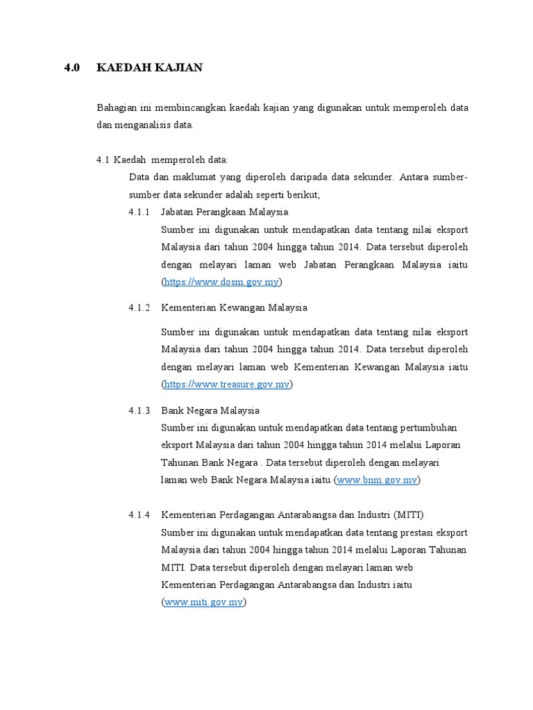 Kaedah Kajian Data Eksport Malaysia | PDF | Bisnis | Pengelolaan ...