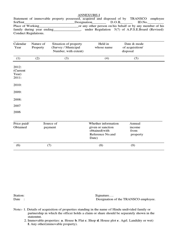 CGM HRD TRG Property Return Proforma 2012 1 | PDF | Property | Banks