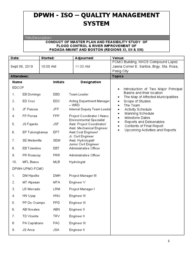 DPWH - Iso - Quality Management System: Title/Description | PDF ...