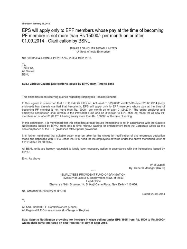 26.01.2016 Eps Will Apply Only Epf Members | PDF | Pension | Economies