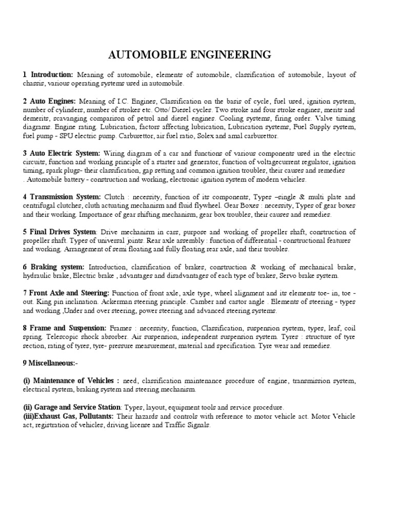 Automobile Engineering | PDF | Transmission (Mechanics) | Steering