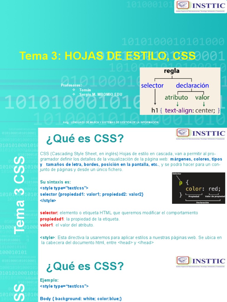 Tema 3 Hojas de Estilo CSS3 | PDF | Gestión de tecnología de la ...