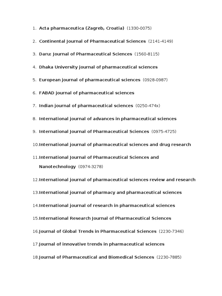 Pharmacy Journals 100 | Pharmacology | Pharmaceutical Drug