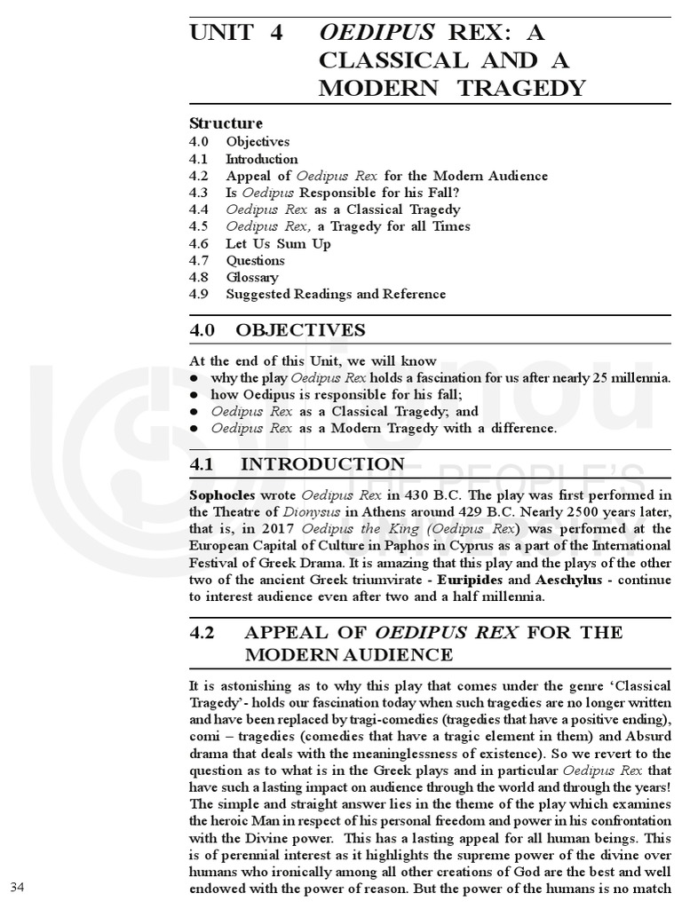 Oedipus Rex - A Classical and Modern Tragedy | PDF