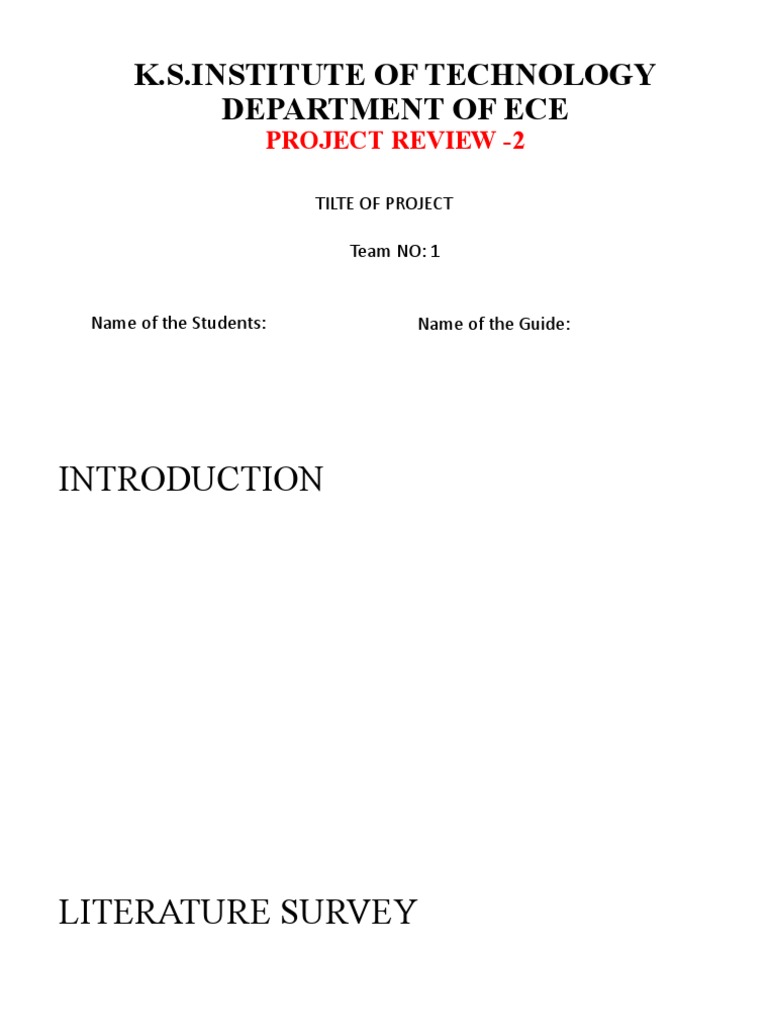 K.S.Institute of Technology Department of Ece: Project Review - 2 | PDF