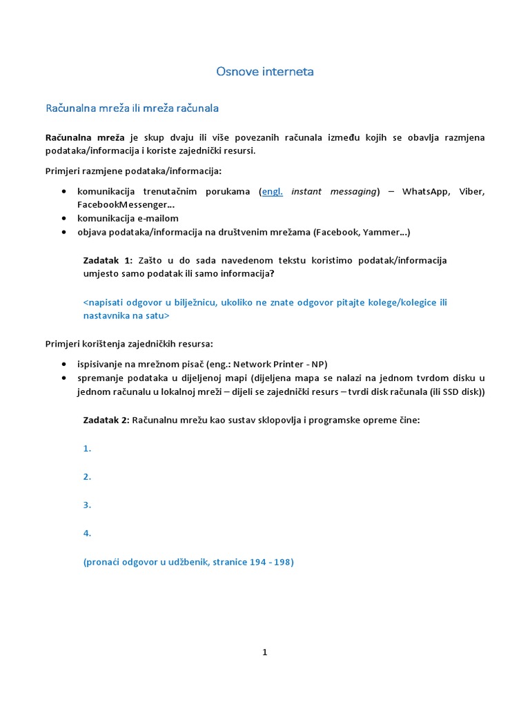 P2 2022 04 06 Vrste Racunalnh Mreza | PDF