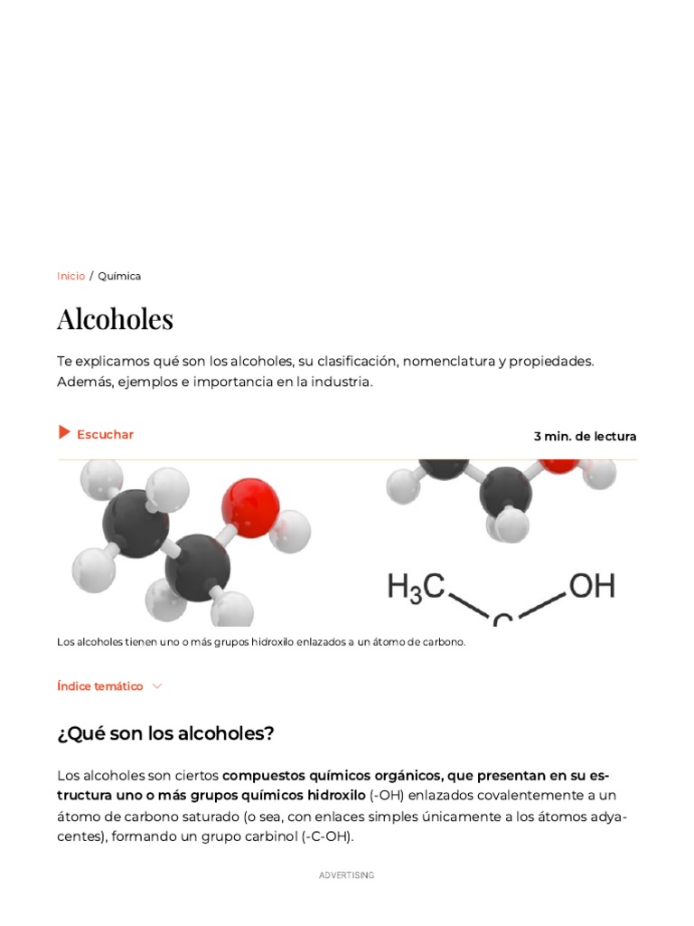 Alcoholes - Concepto, Tipos, Nomenclatura y Propiedades | PDF | Alcohol | Redox