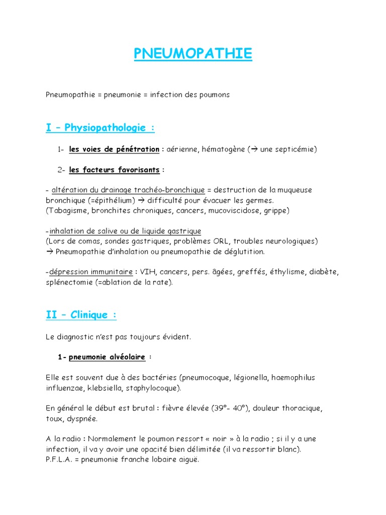 Pneumopathie 1 | PDF | Pneumonie | Poumon