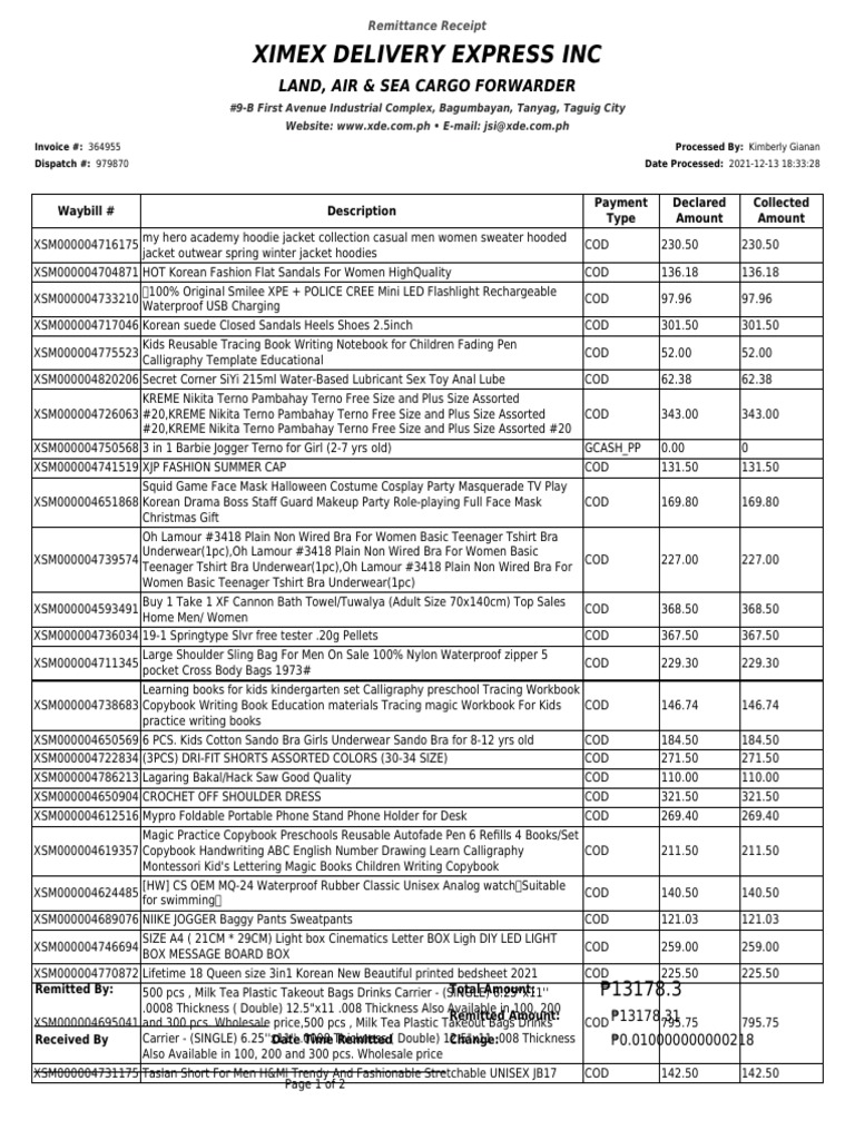 Ximex Delivery Express Inc: Land, Air & Sea Cargo Forwarder | PDF