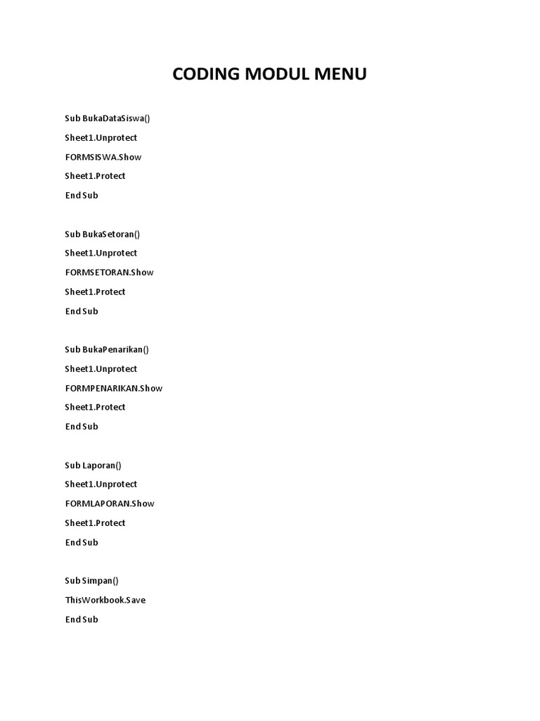 Coding Modul Menu | PDF