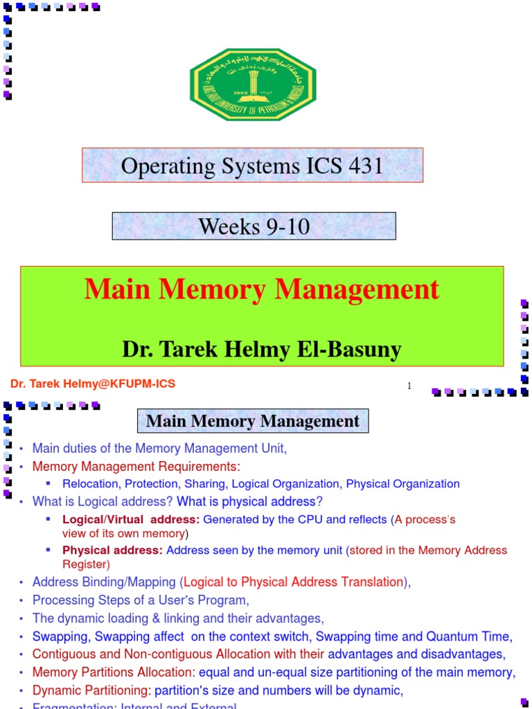 ICS 431 Ch9 Memory Management | PDF | Library (Computing) | Process (Computing)