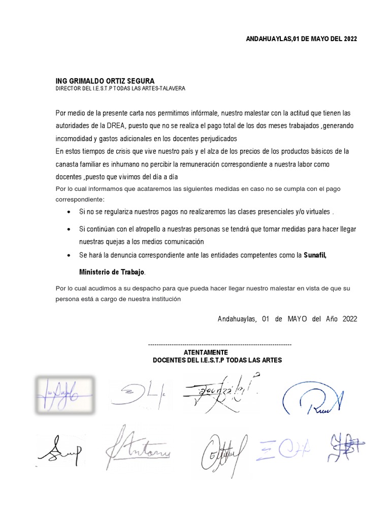 Carta - Todas Las Artes | PDF | Finanzas y dinero