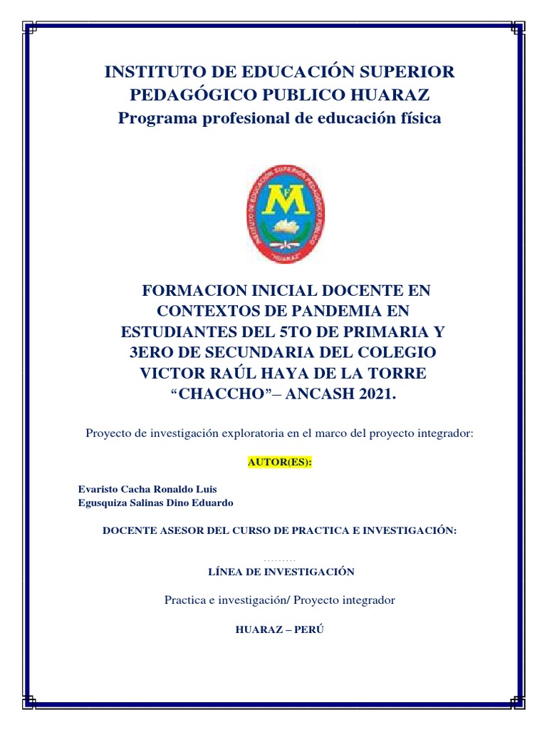 B.-Proyecto Inv Exploratorio III-Ed. Fis. . | PDF | Evaluación | Educación Secundaria