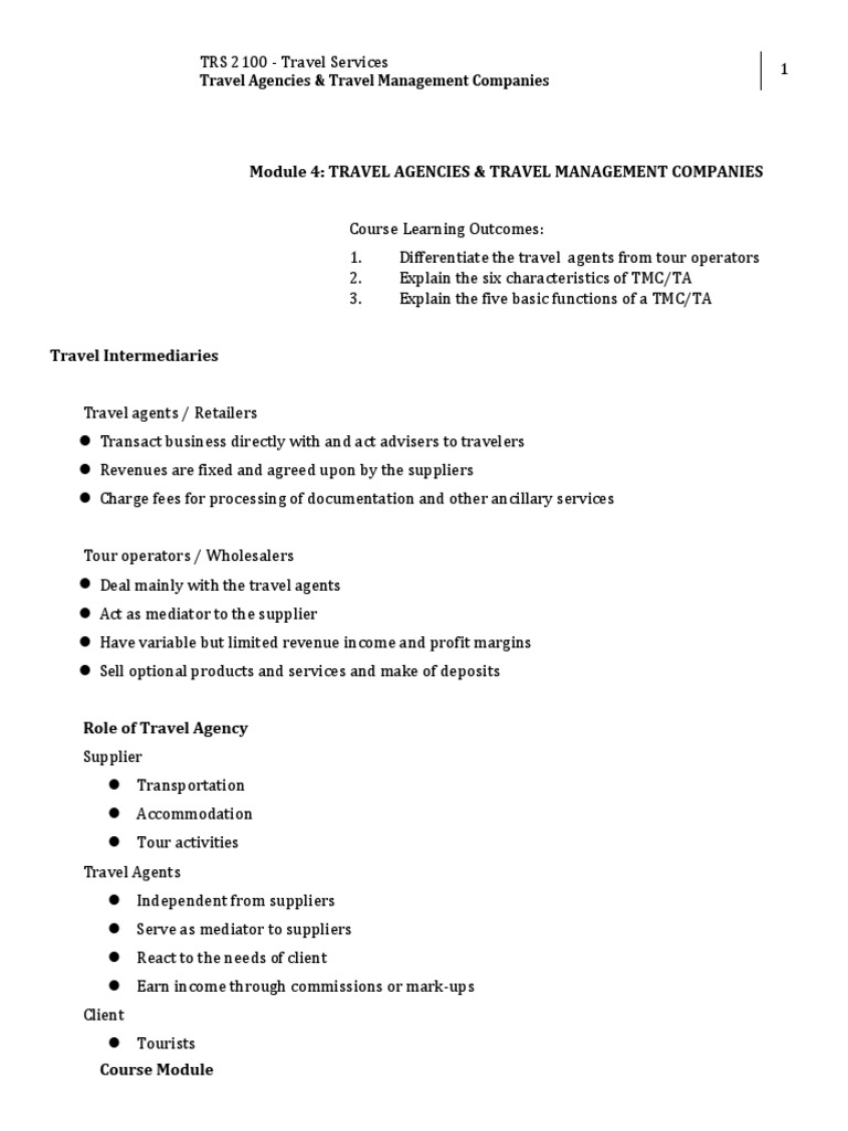 Week 004 Module 4 - Travel Intermediaries | PDF | Travel Agency | Revenue