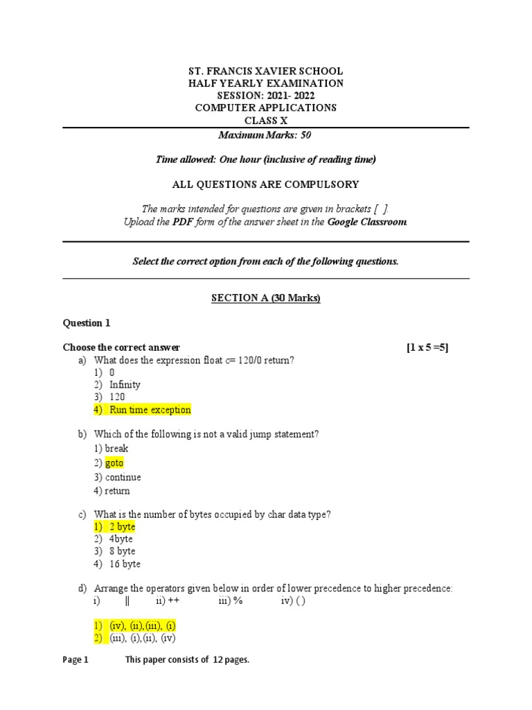 Class 10 Set4 Solution Download Free Pdf Method Computer Programming Boolean Data Type 