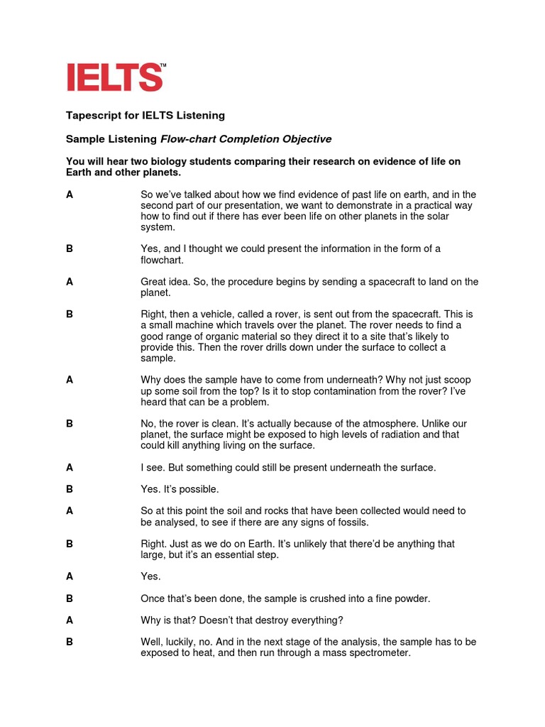 IELTS Listening - Flow Chart Completion - Transcript Answer - Global ...