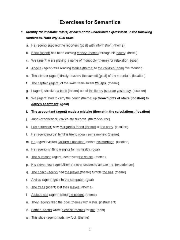 Semantics Exercises 2021 Pdf Recreational Vehicle Land Vehicles