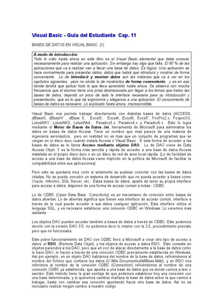 Capitulo 11 Visual Basic Pdf Active X Data Objects Sql