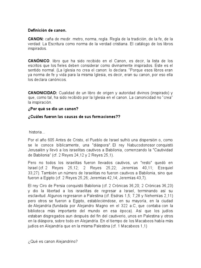 Definición de Canon | PDF | Septuaginta | Canon bíblico