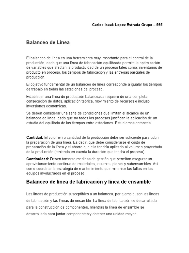 Balanceo de Línea de Producción | PDF | Business | Economias